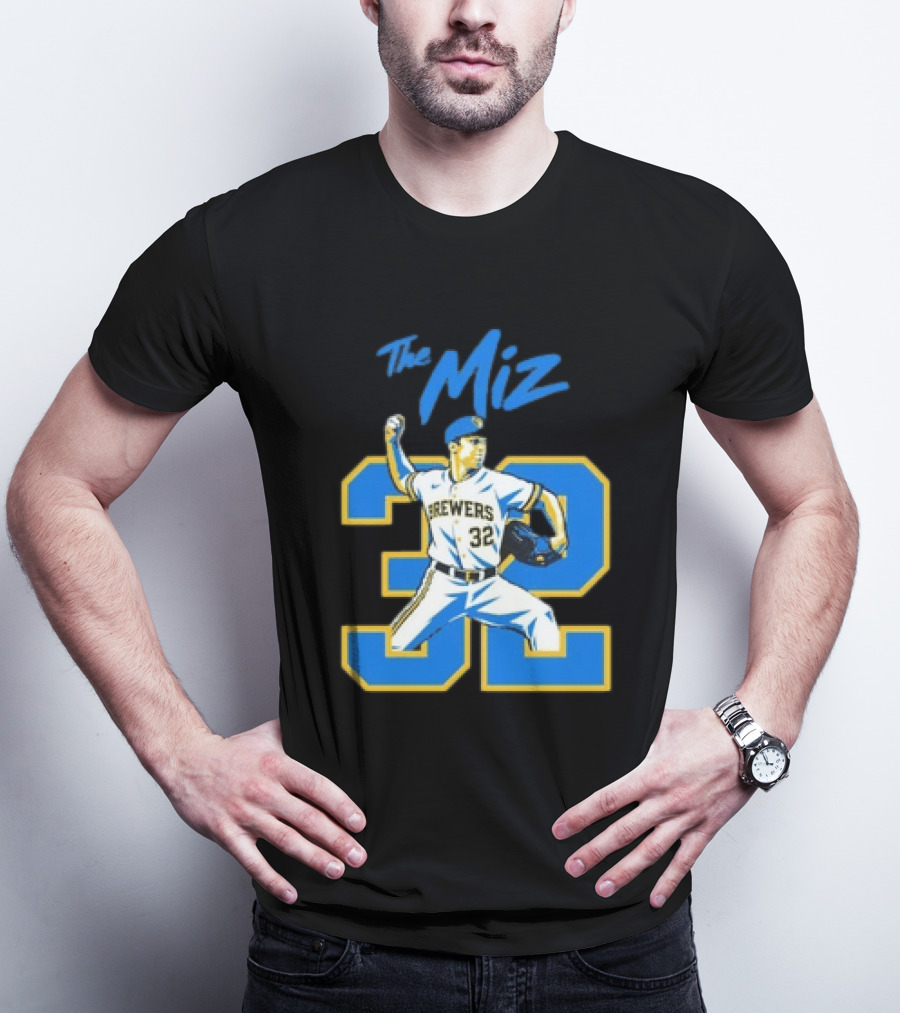 The Miz Milwaukee Brewers 32 MLB Baseball Player Pitching T-Shirt