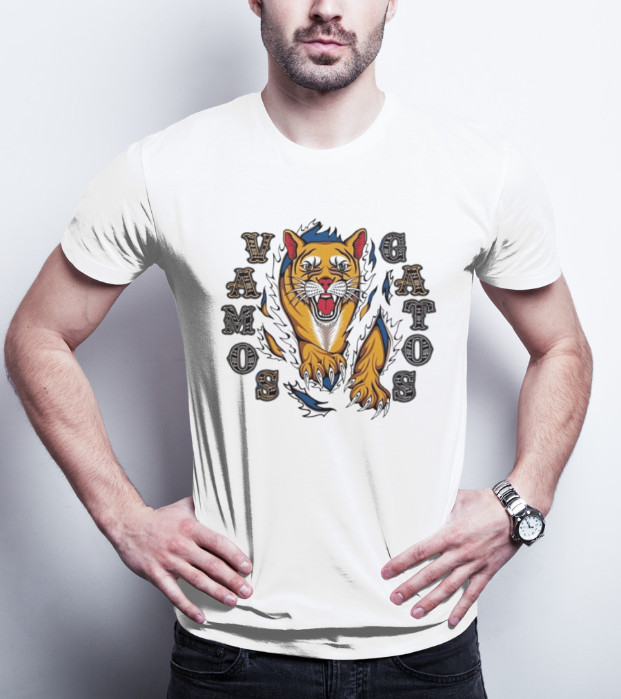 Vamos Gatos Mountain Lion Cougar Wildcat Majestic Roaring T-Shirt