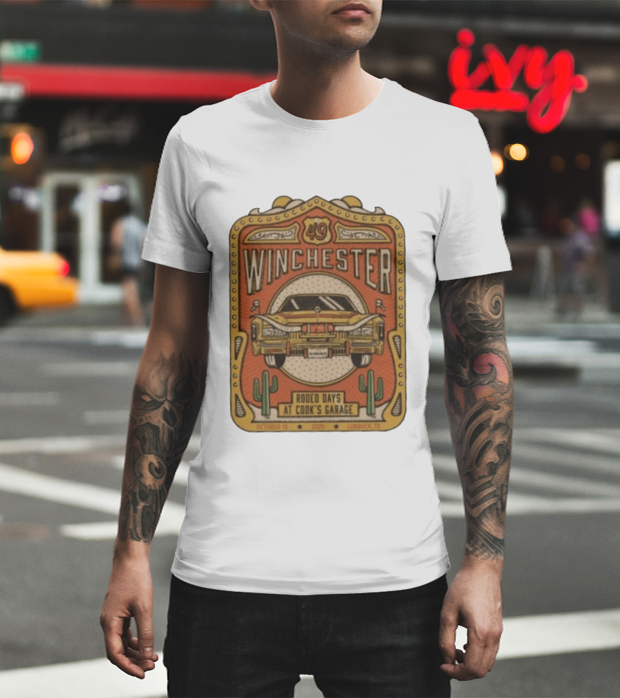 49 Winchester Rodeo Days At Cook's Garage Lubbock TX October 16 2026 Classic Car And Cactus T-Shirt