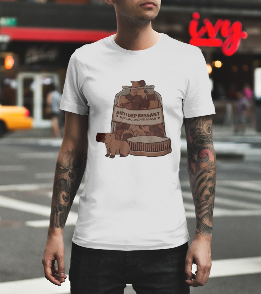 Antidepressant Happy Capybaras Jar Capybara T-Shirt