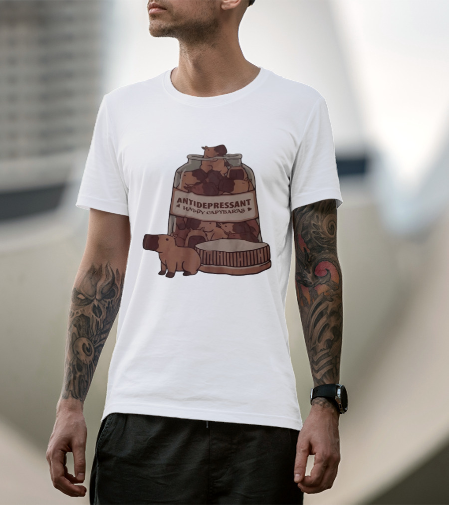 Antidepressant Happy Capybaras Jar Capybara T-Shirt