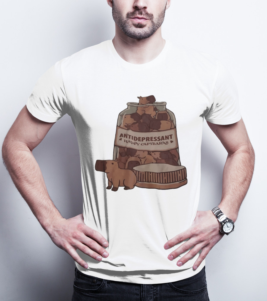 Antidepressant Happy Capybaras Jar Capybara T-Shirt