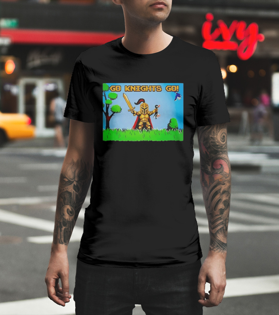 Go Knights Go Pixel Knight 8 Bit Gaming T-Shirt