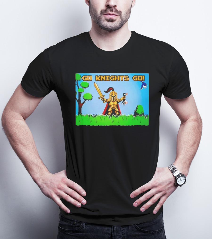 Go Knights Go Pixel Knight 8 Bit Gaming T-Shirt