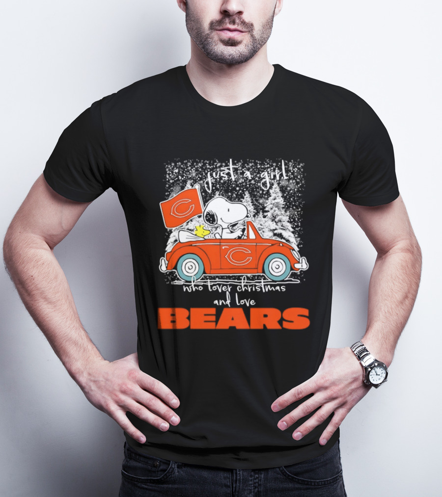Just A Girl Who Loves Christmas And Chicago Bears T-Shirt