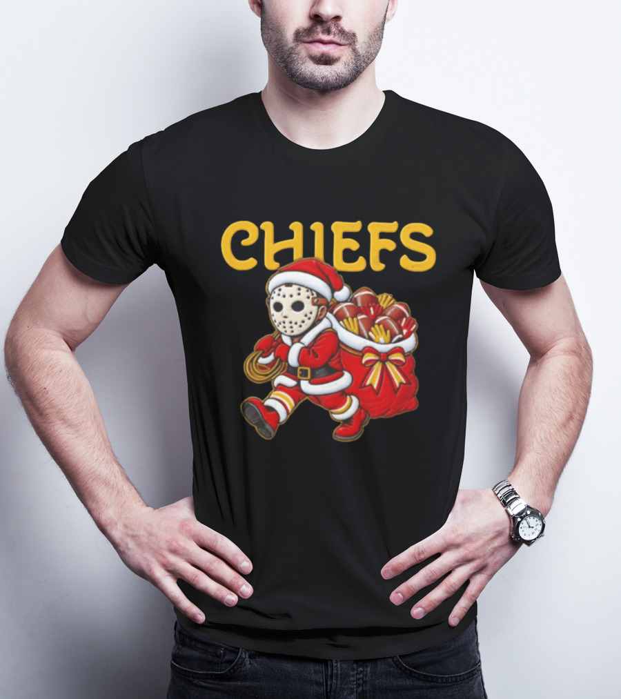 Kansas City Football Christmas Horror Masked Santa Copy T-Shirt