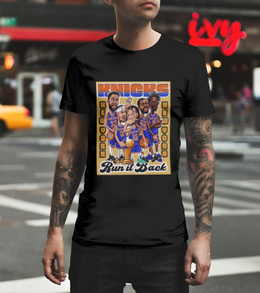 New York Knicks NBA Run It Back Players New York Caricature T-Shirt