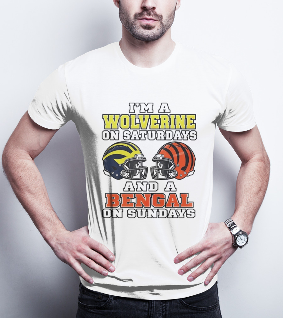 I’m A Michigan Wolverines On Saturdays And A Cincinnati Bengals On Sundays 2 Helmet 2026 T-Shirt