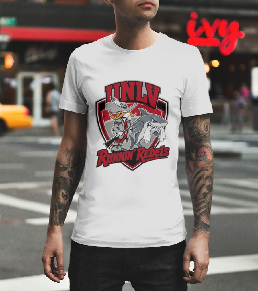 UNLV Runnin Rebels Mascot Shark And Gunslinger NCAA College Basketball T-Shirt