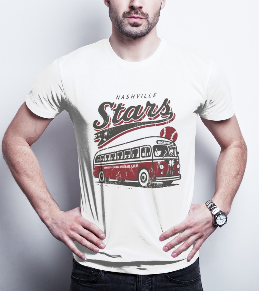 Nashville Stars Baseball Club Vintage Bus T-Shirt