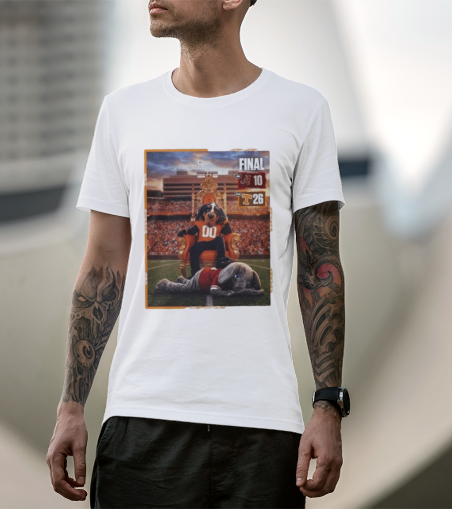 Final Score Tennessee Volunteers 26 Alabama Crimson Tide 10 College Football Victory T-Shirt