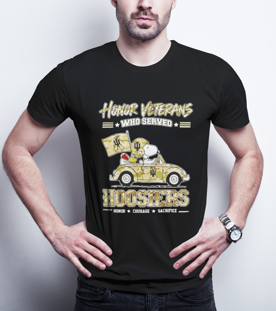 Indiana Hoosiers Snoopy Honor Veterans Who Served Courage Sacrifice T-Shirt