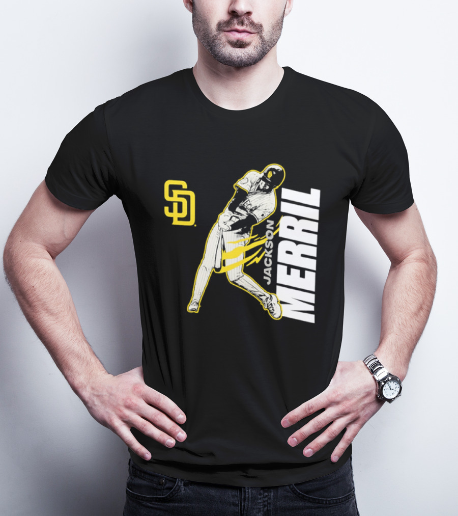 Jackson Merrill San Diego Padres SD Swinging Baseball Player T-Shirt