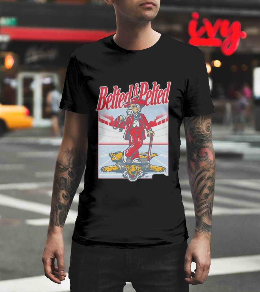 Old Row Belted And Pelted Red Suit Stadium Tiger Rug T-Shirt