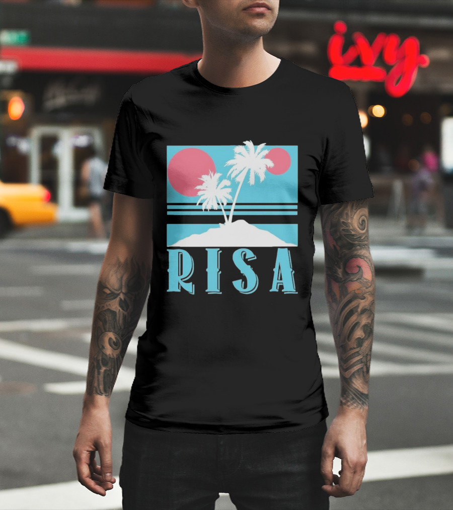 Risa Tropical Island Vacation Palm Trees And Sunset T-Shirt