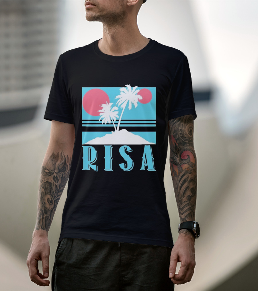 Risa Tropical Island Vacation Palm Trees And Sunset T-Shirt