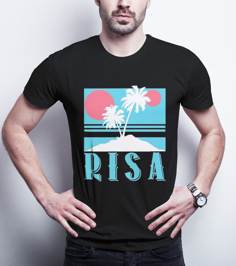 Risa Tropical Island Vacation Palm Trees And Sunset T-Shirt