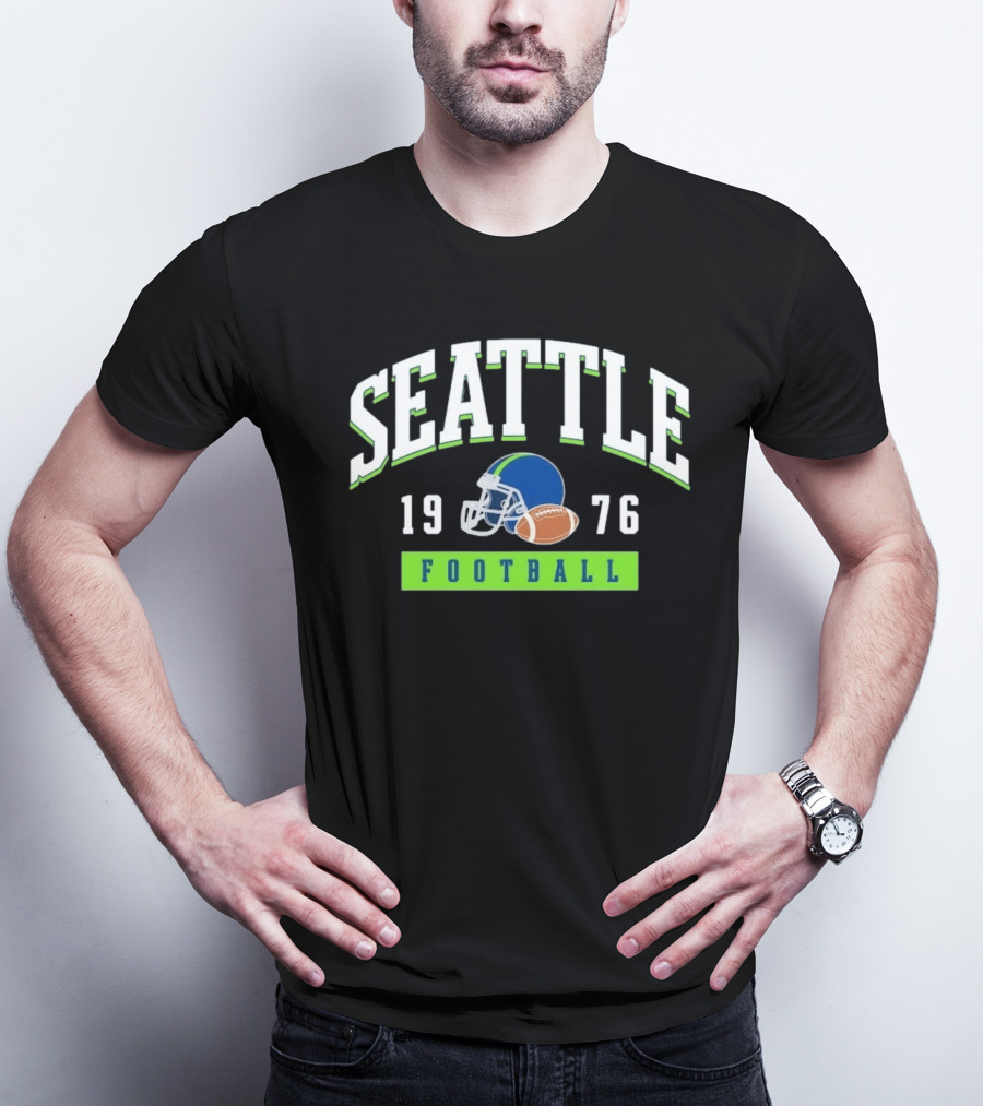 Seattle Seahawks Football 1976 Helmet And Ball T-Shirt