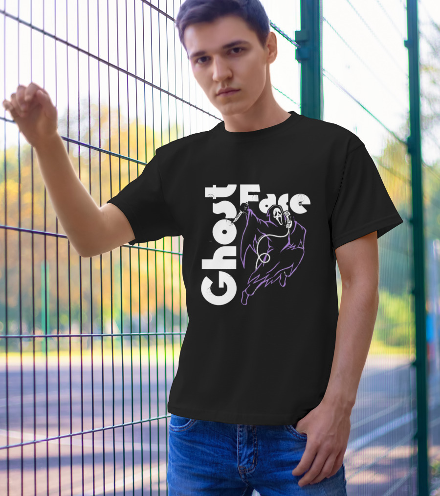 Ghost Face Horror Movie Scream Iconic Mask With Knife T-Shirt