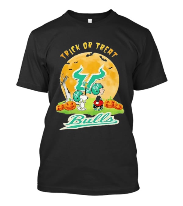 Trick Or Treat South Florida Bulls Snoopy Charlie Brown Woodstock Halloween Moon T-Shirt