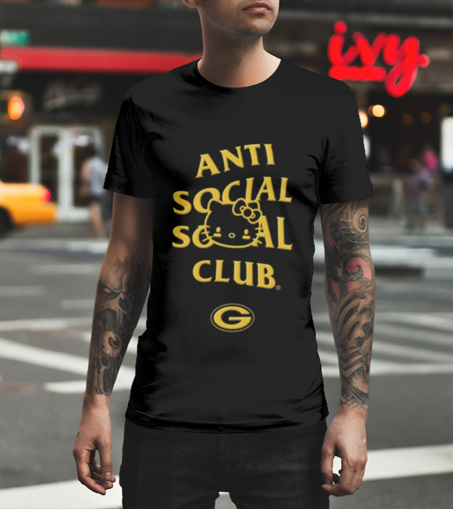 Anti Social Social Club Hello Kitty Green Bay Packers Collaboration T-Shirt