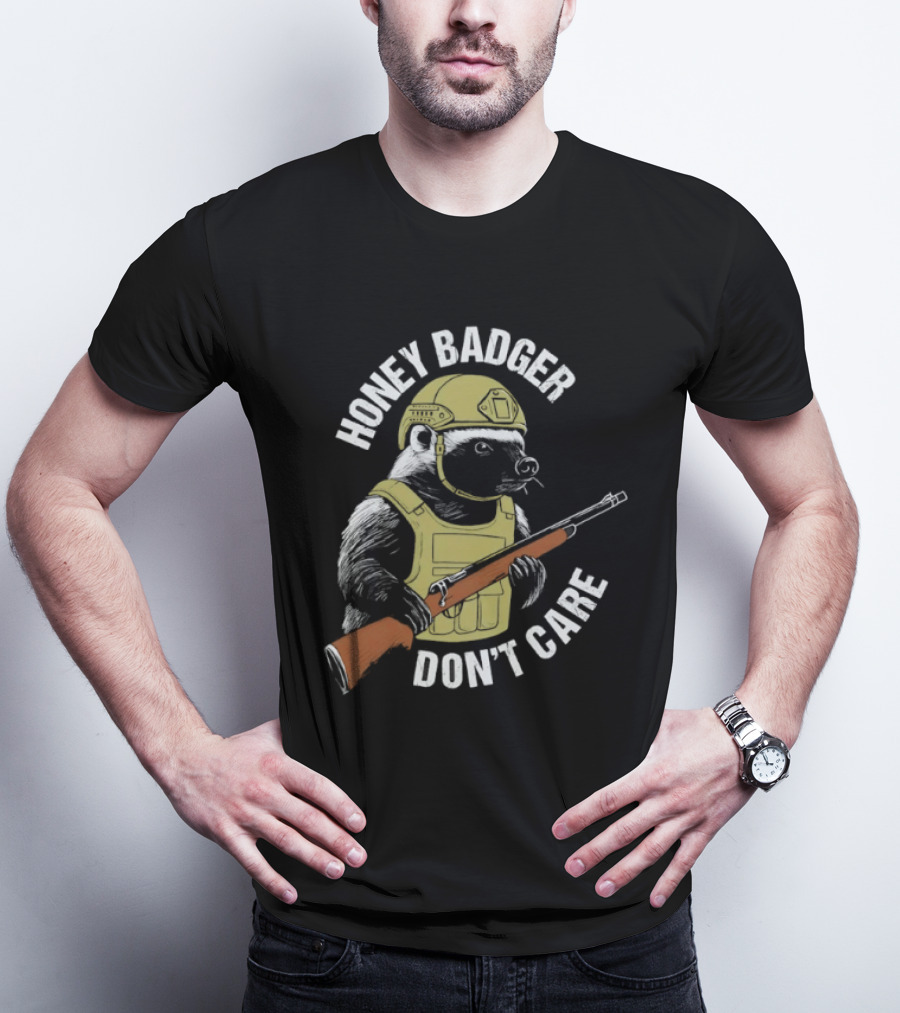 Honey Badger Don't Care Tactical Soldier Helmet Rifle T-Shirt