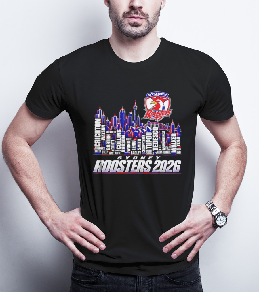 Sydney Roosters 2026 Skyline Roster Team T-Shirt