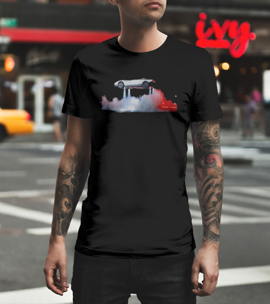 Tesla Roadster Flying Car 2026 Futuristic Innovation Concept With Jet Thrusters T-Shirt