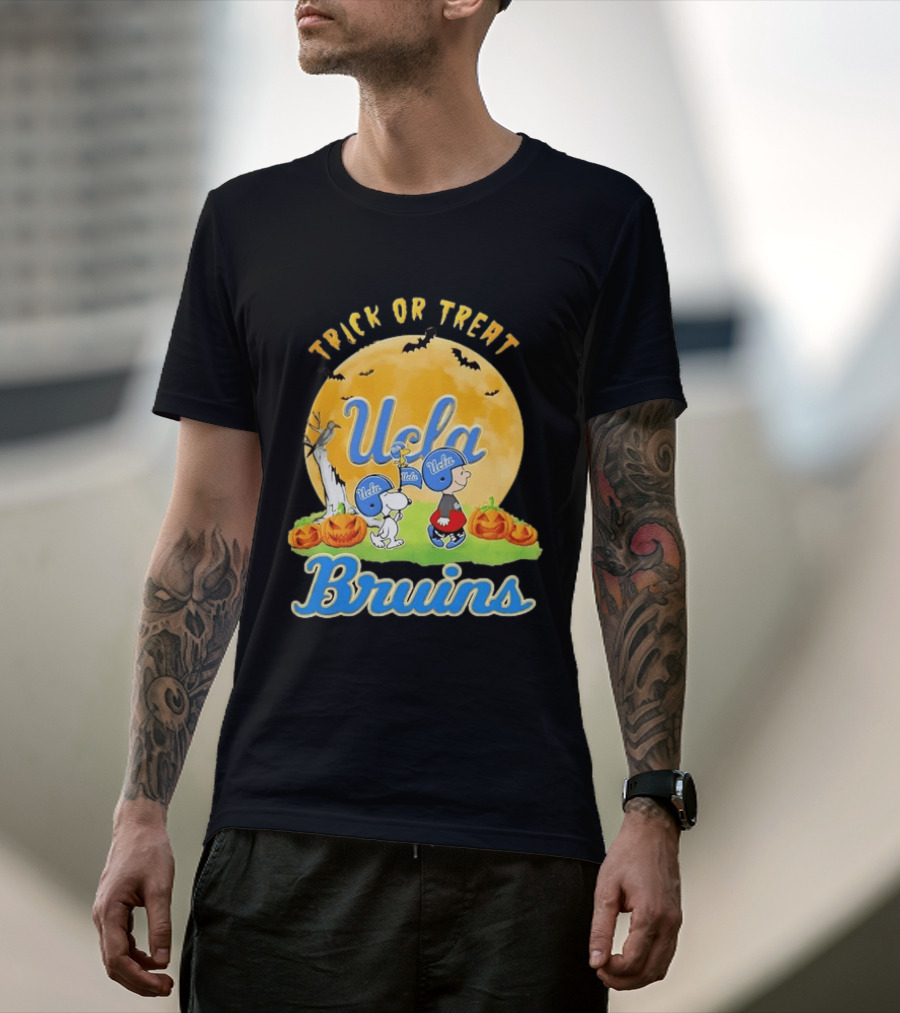 UCLA Bruins Snoopy Charlie Brown Woodstock Trick Or Treat Halloween Moon T-Shirt