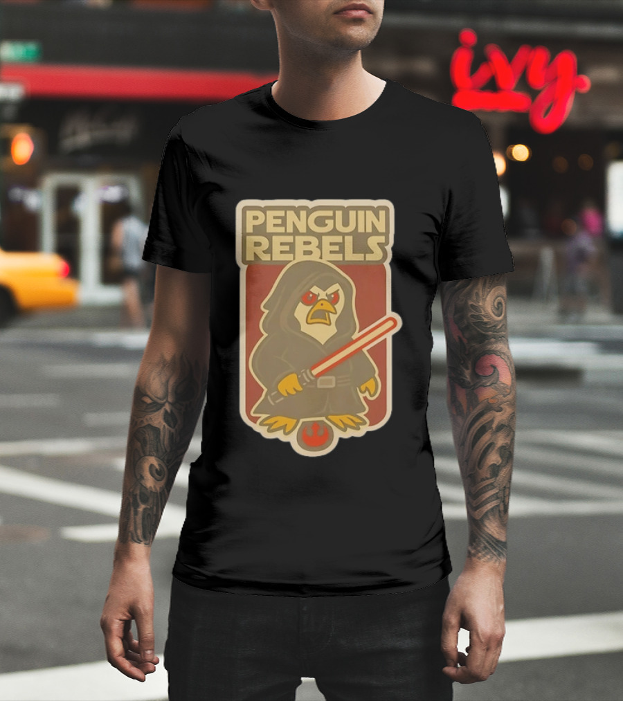 Penguin Rebels Star Wars Lightsaber Hooded Jedi Bird T-Shirt