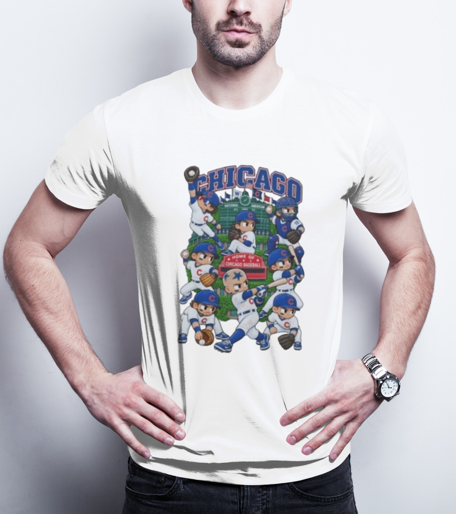 Chicago Cubs Animated Players Wrigley Field Home Baseball 2026 27 T-Shirt