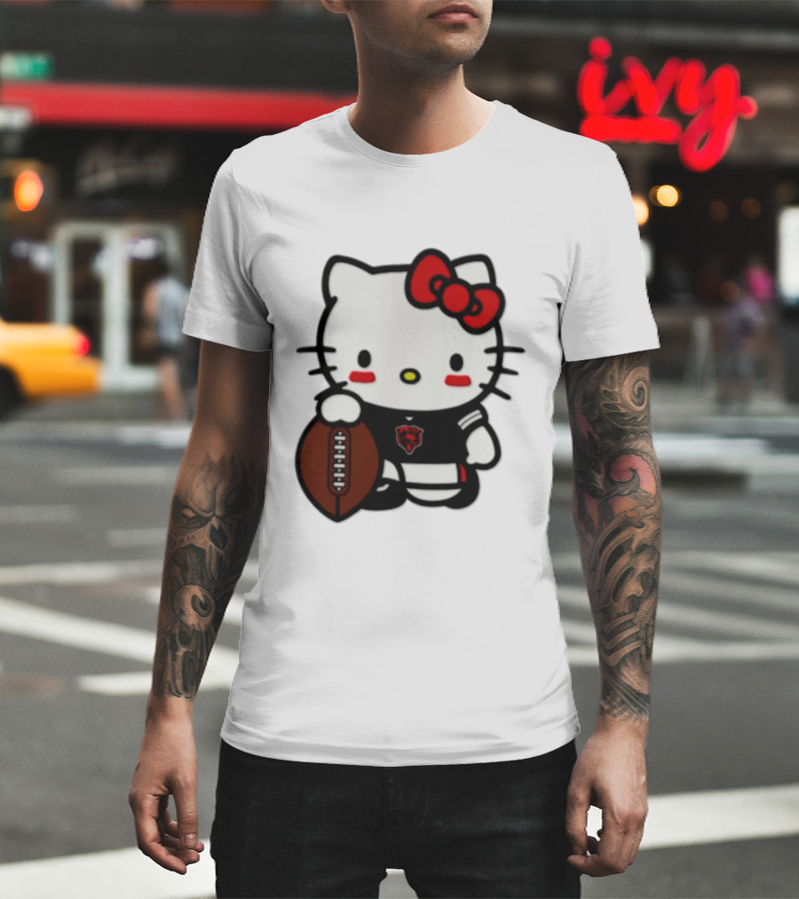 Hello Kitty Chicago Bears Football Cartoon T-Shirt