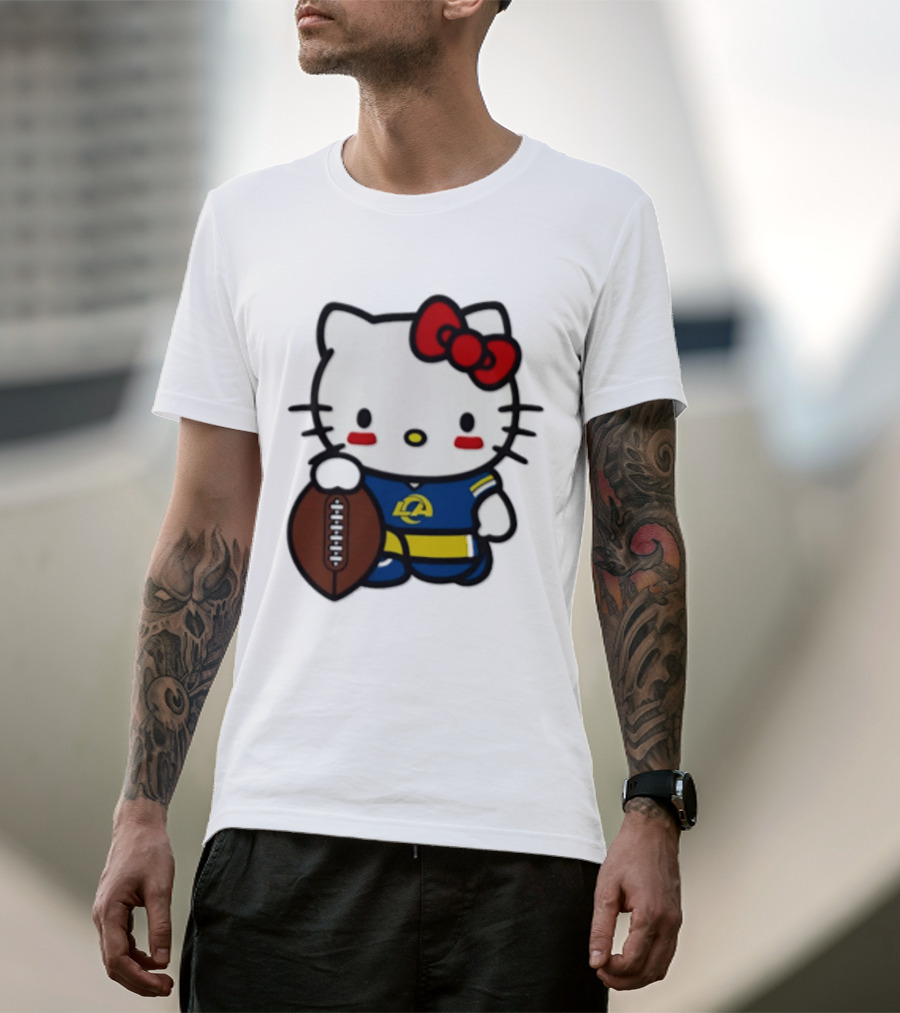 Hello Kitty Los Angeles Rams Football Fan Cartoon T-Shirt