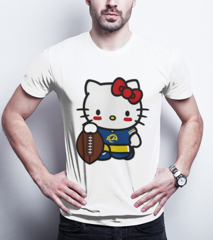 Hello Kitty Los Angeles Rams Football Fan Cartoon T-Shirt