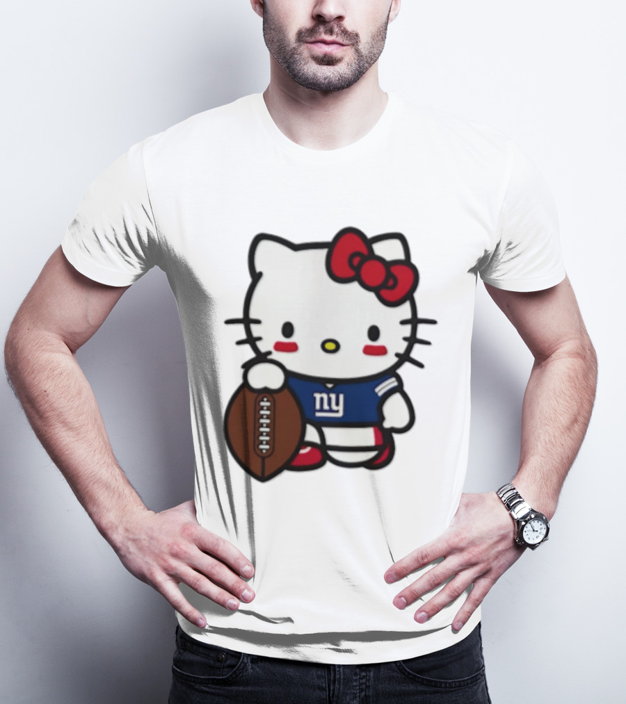 Hello Kitty New York Giants Football Cartoon Player T-Shirt