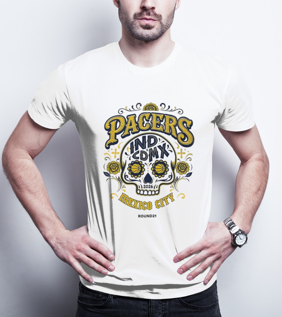 Pacers IND CDMX 2026 Mexico City Sugar Skull Round21 T-Shirt