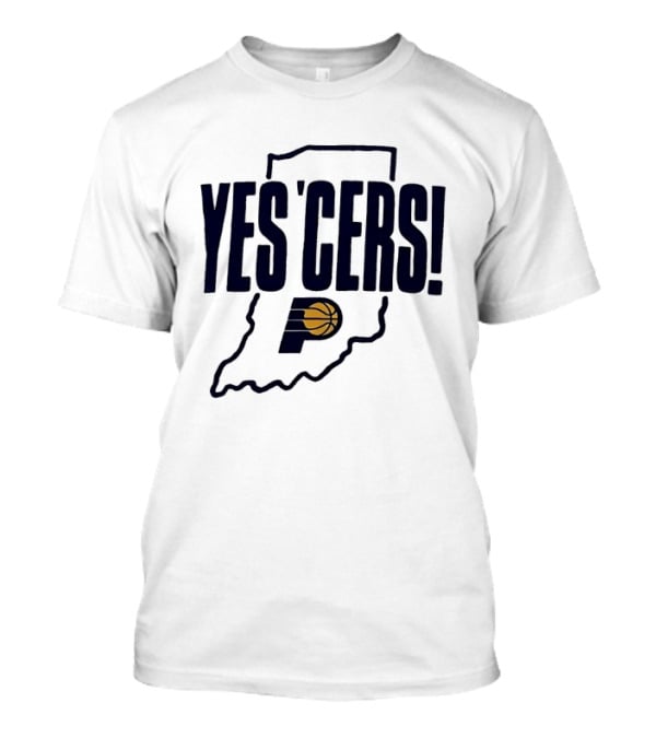 Indiana Pacers Yes'Cers Basketball Graphic With State T-Shirt
