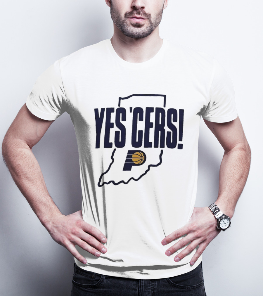Indiana Pacers Yes'Cers Basketball Graphic With State T-Shirt