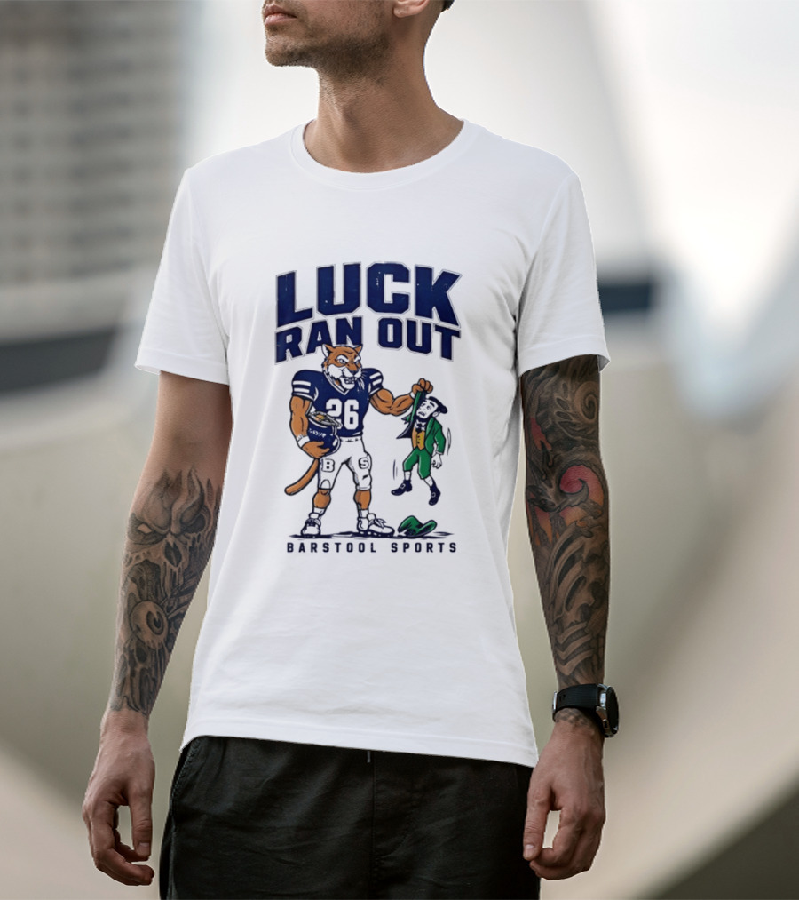 Luck Ran Out Barstool Sports Football Cat Vs Leprechaun T-Shirt