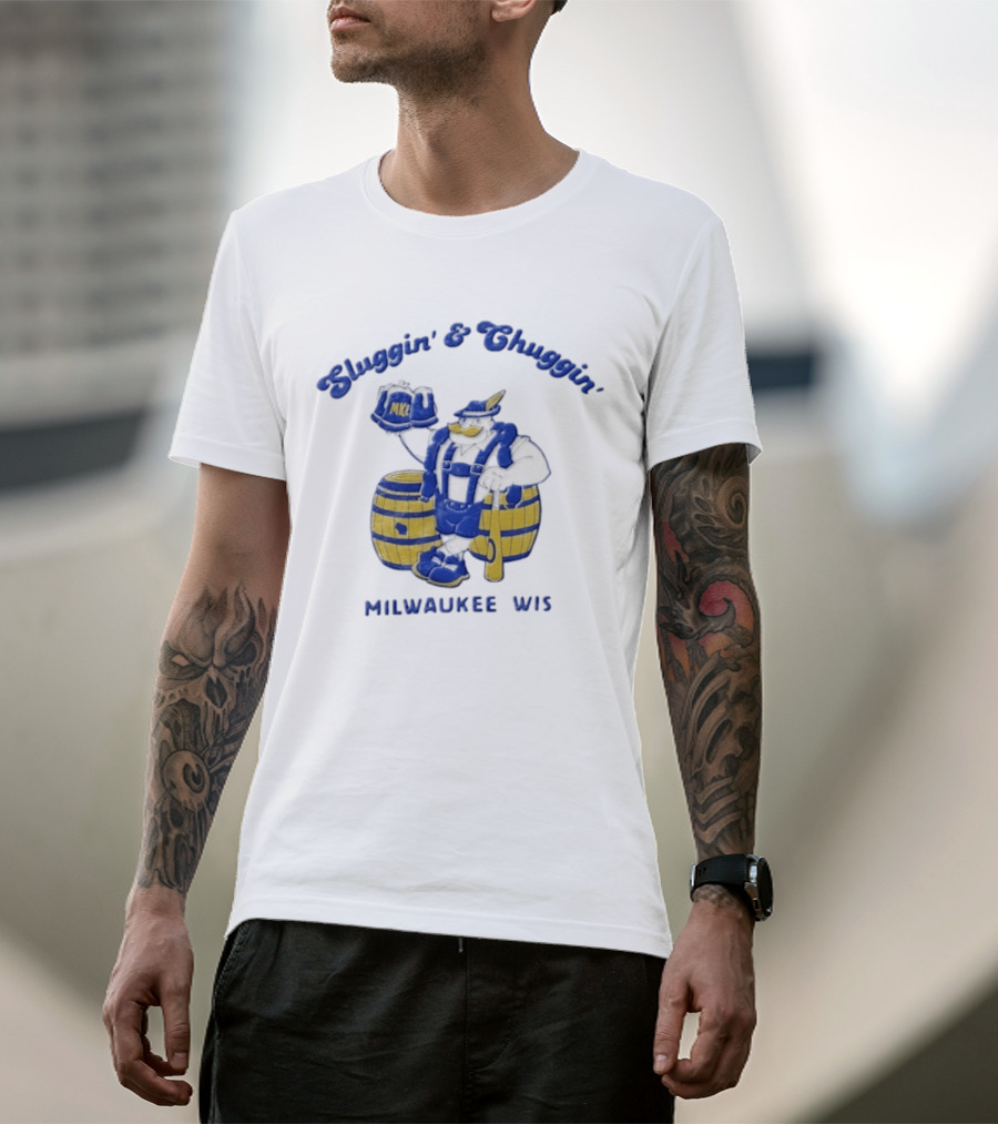 Milwaukee Sluggin' & Chuggin' MKE Beer Barrel Wisconsin T-Shirt