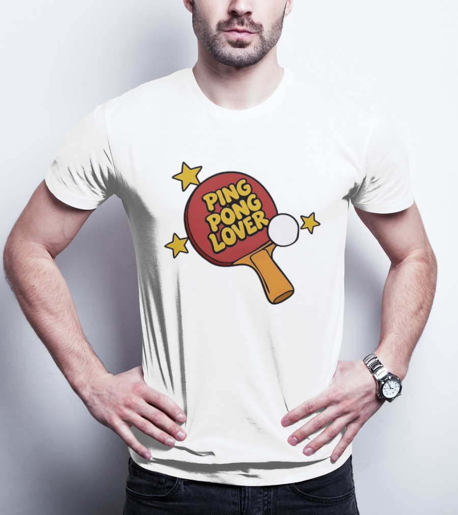 Ping Pong Lover Table Tennis Paddle Racket Stars T-Shirt