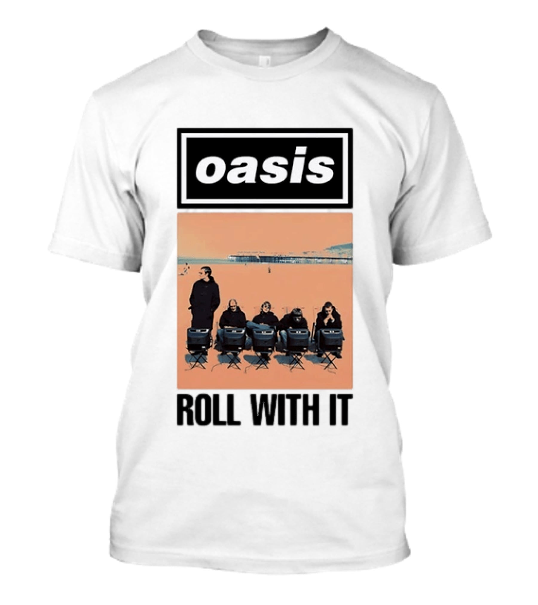 Oasis Roll With It Britpop Band Liam Gallagher T-Shirt