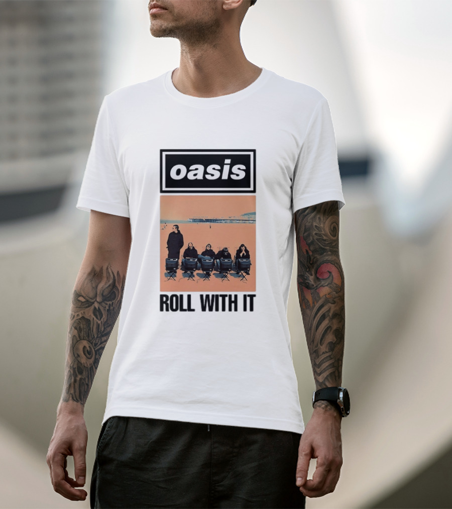 Oasis Roll With It Britpop Band Liam Gallagher T-Shirt