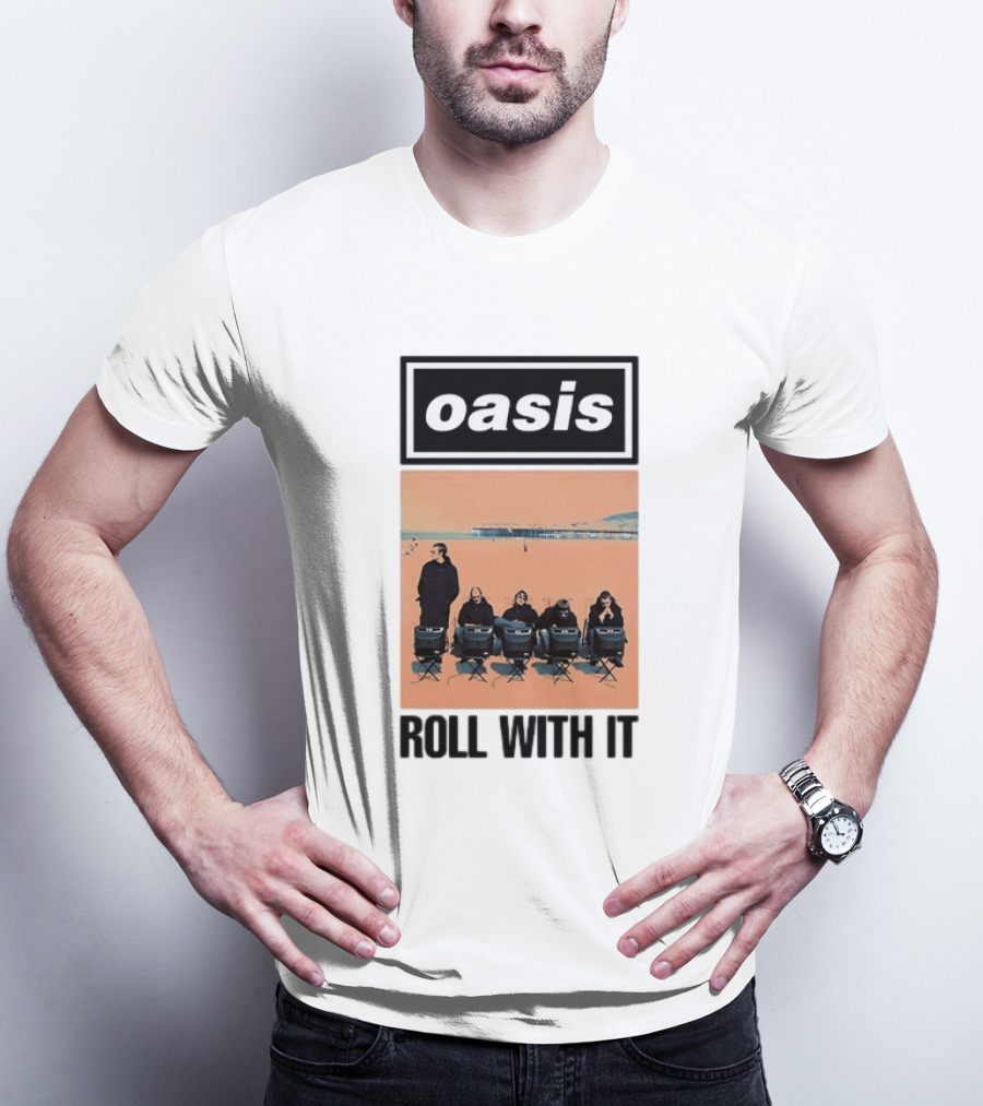 Oasis Roll With It Britpop Band Liam Gallagher T-Shirt
