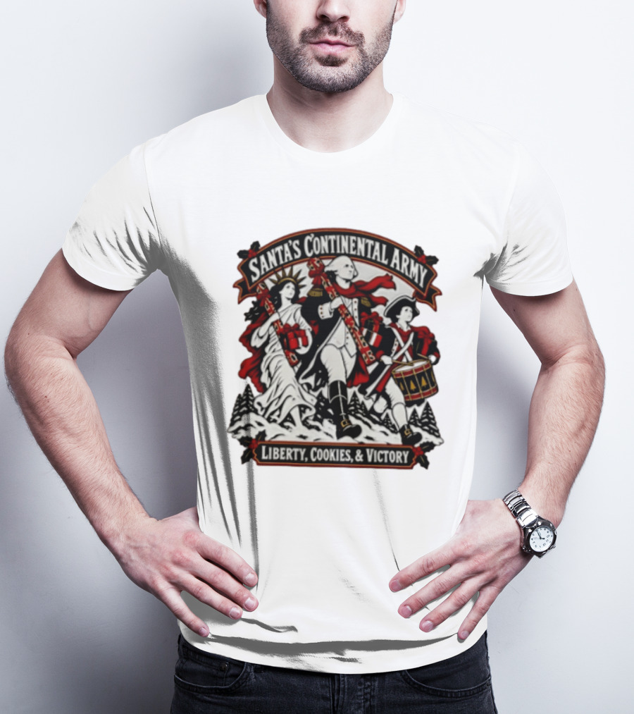 Santa's Continental Army Liberty Cookies And Victory T-Shirt