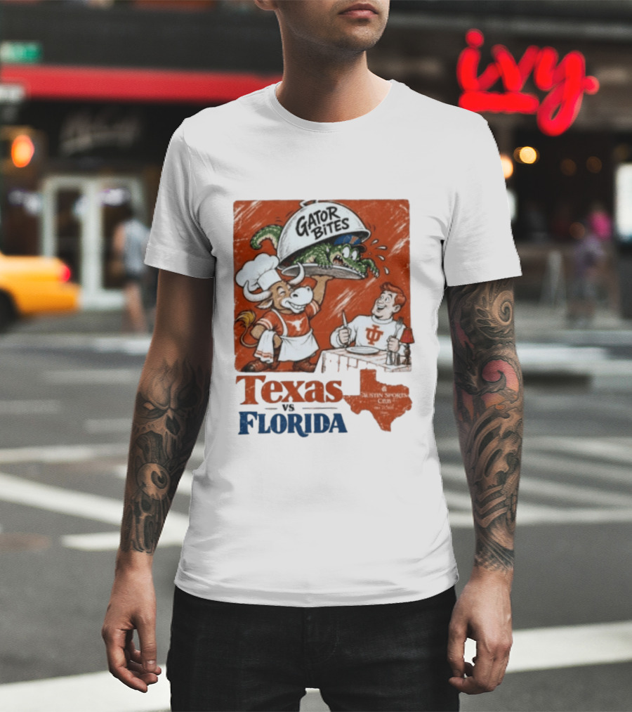 Texas Vs Florida Gator Bites Austin Sports Club T-Shirt