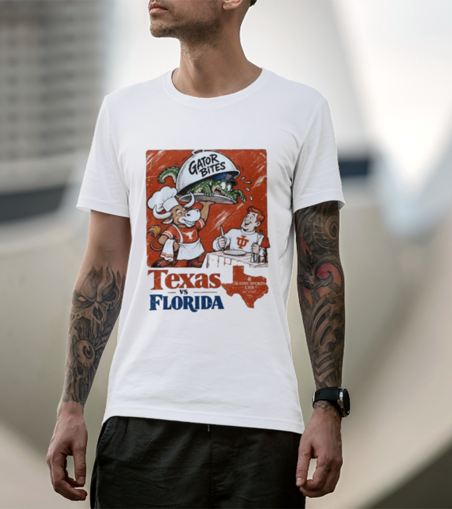 Texas Vs Florida Gator Bites Austin Sports Club T-Shirt