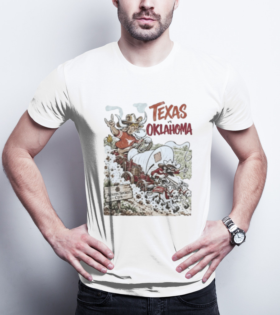 Texas Vs Oklahoma 1967 Longhorns Sooners Austin Sports Club Program T-Shirt