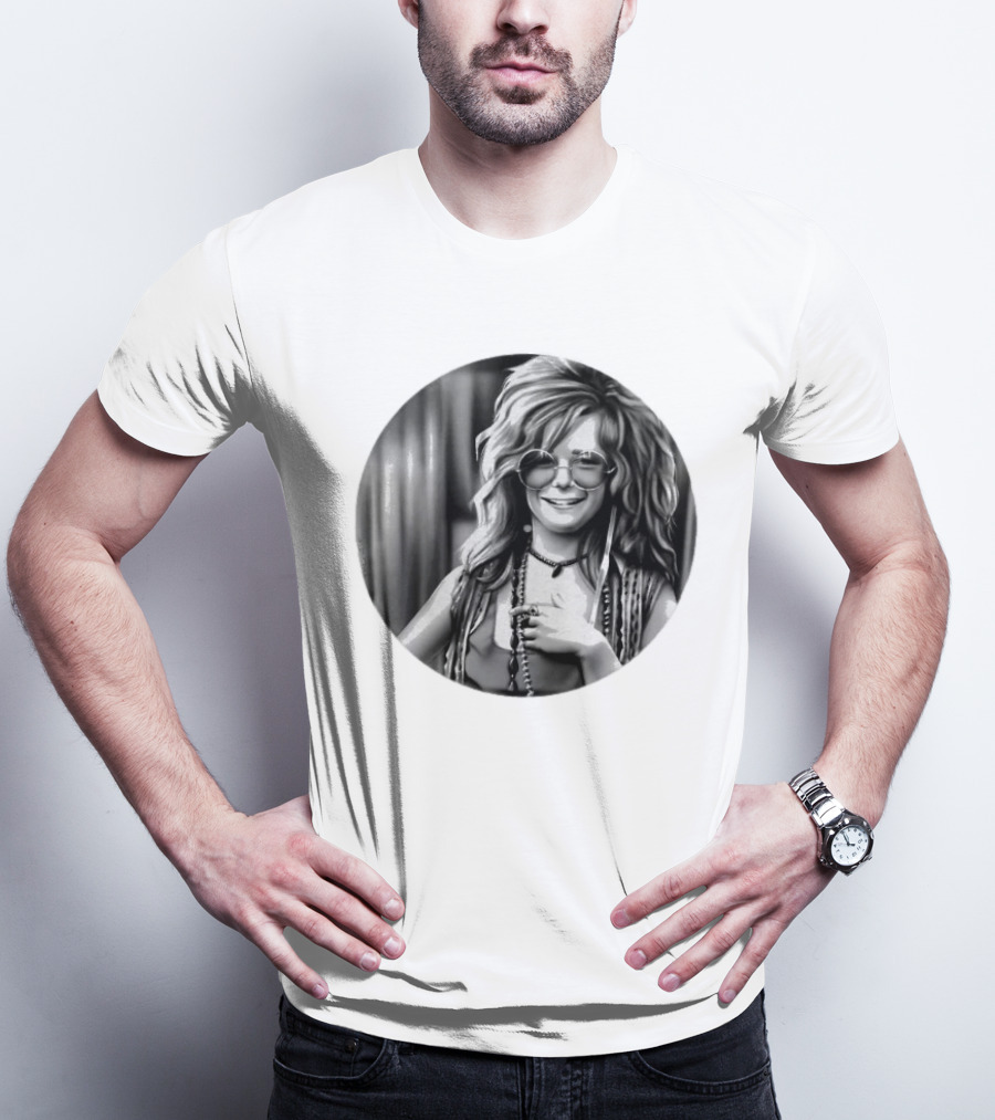 Janis Joplin Music Legend Iconic Black And White T-Shirt