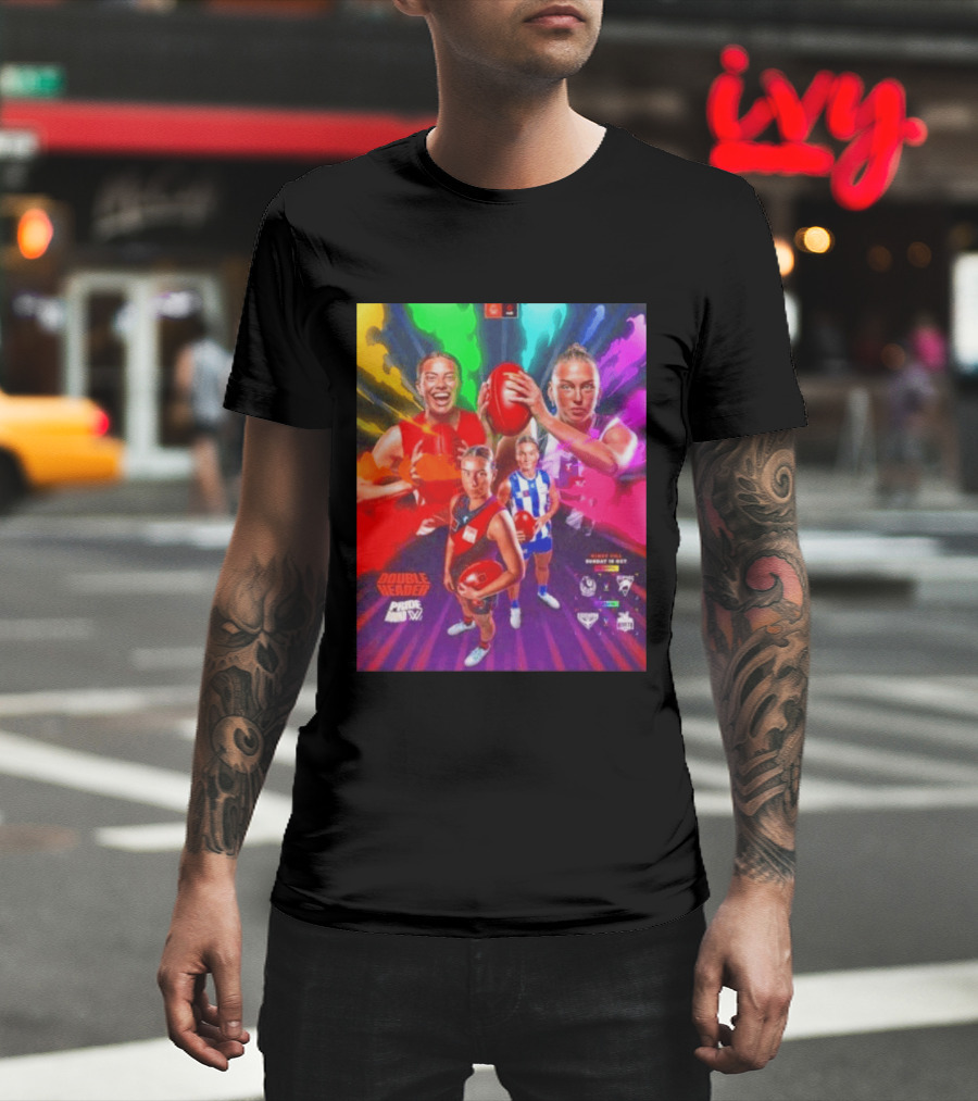 Double Header AFLW Pride Round Sydney Essendon North Windy Hill T-Shirt